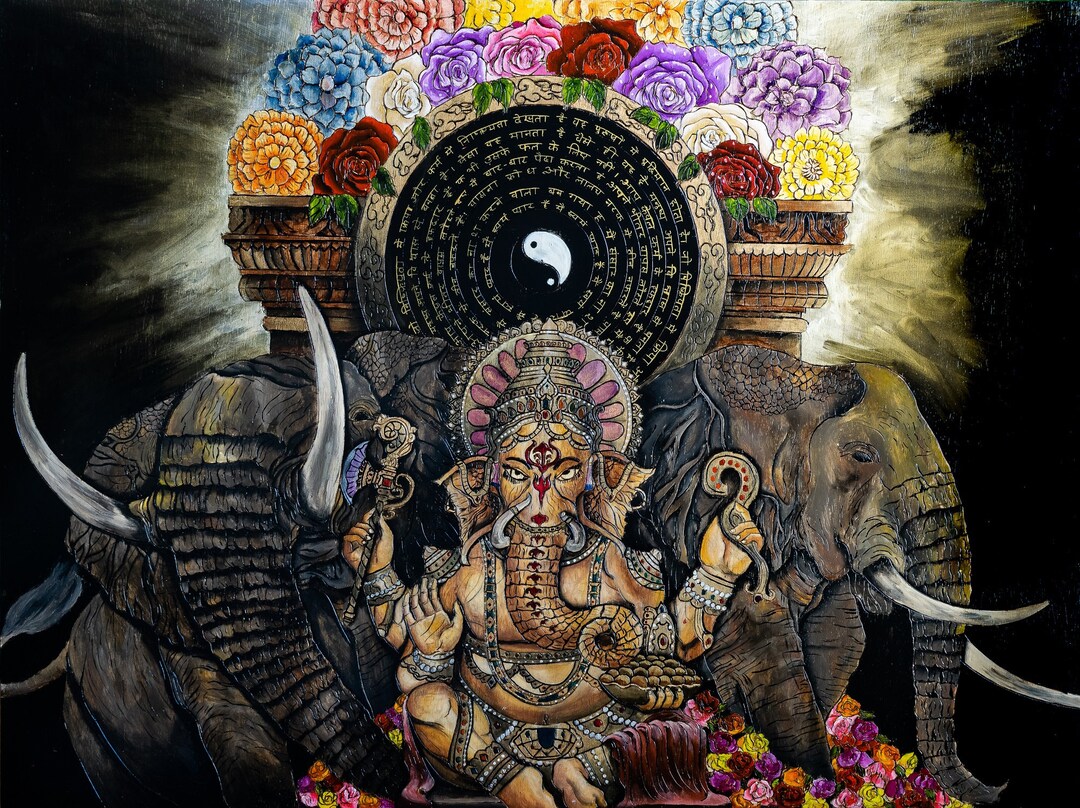 Ganesh Original Elephant Print Flowers 8 X 10 Print With 11 X 14 Mat - Etsy