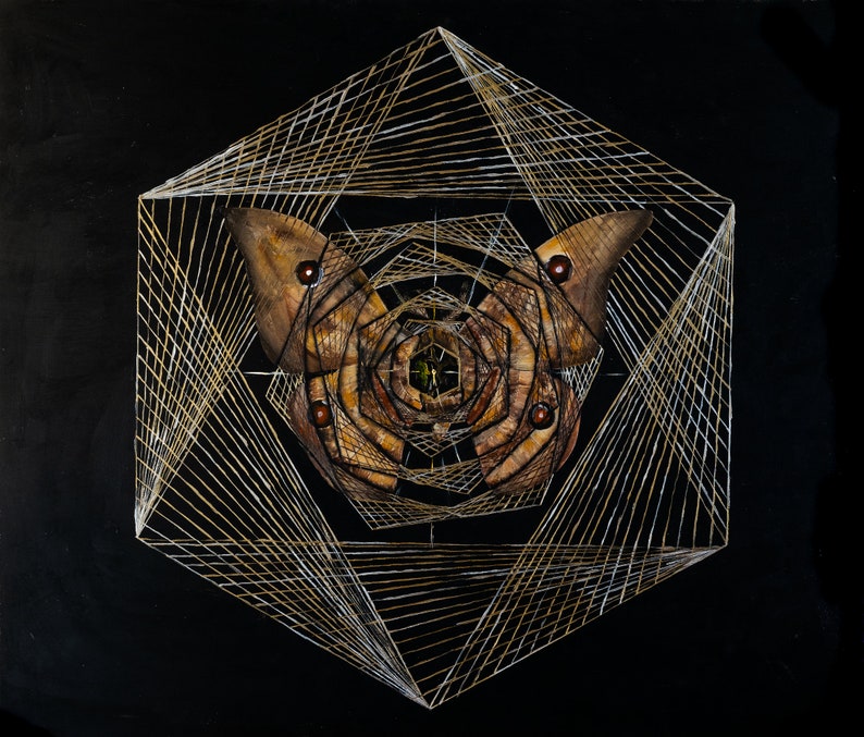 Metatron's Cube Sacred Geometry Moth Fractal Cocoon Original Acrylic ...