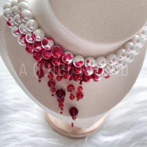 Bloody Pearl Necklace, Dripping Blood Pearl Choker, Triple Strand Pearl ...