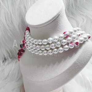 Bloody Pearl Necklace, Dripping Blood Pearl Choker, Triple Strand Pearl ...