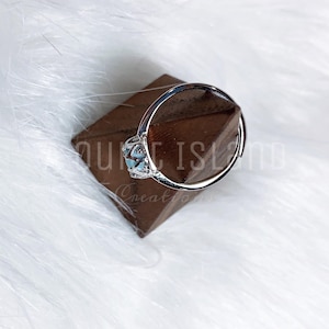 Larimar Ring Sterling Silver 925, Dainty Crown Design Jewelry With Blue Raw Larimar, Handmade ...