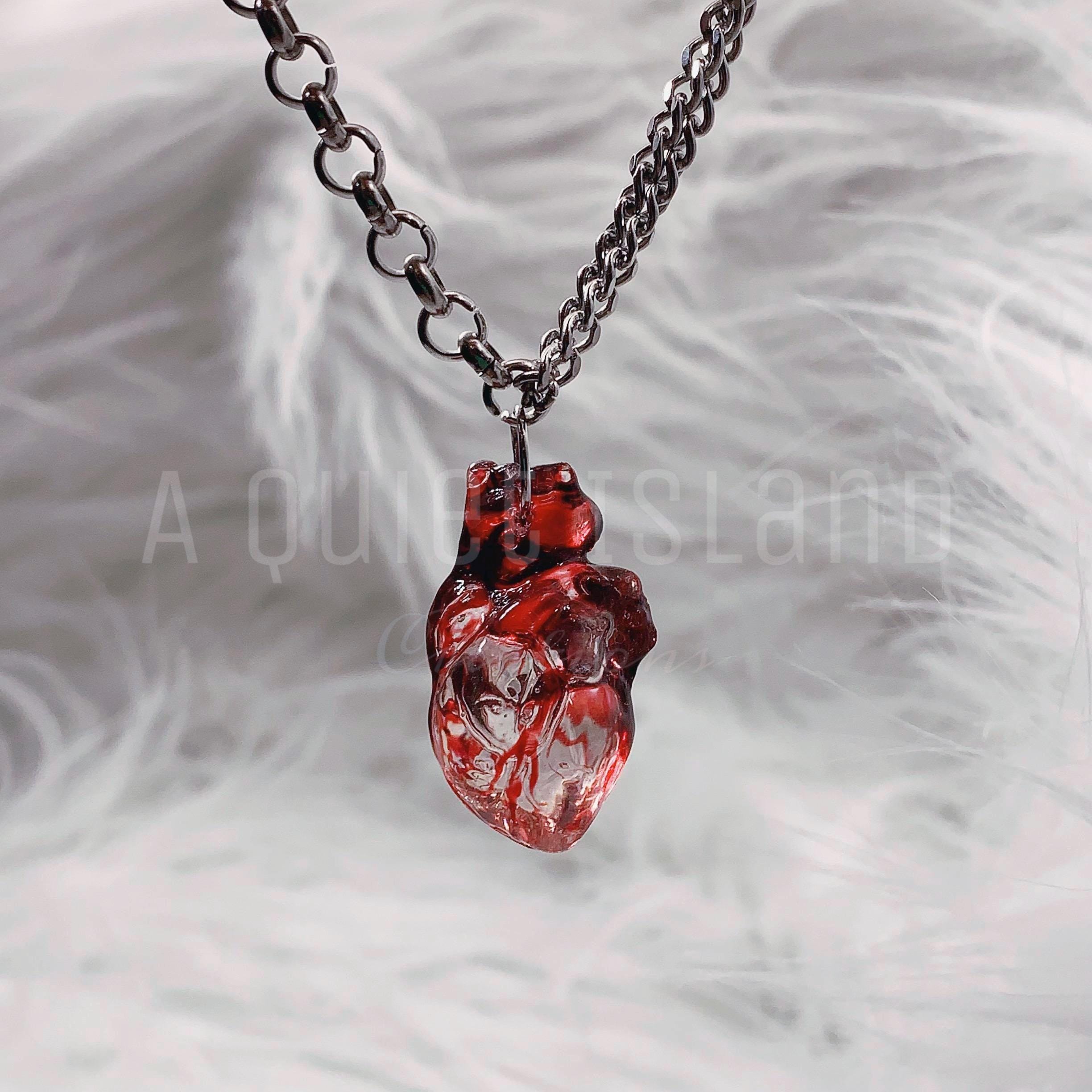 Anatomical Heart Necklace | Gothic Bleeding Heart Chain Necklace - Etsy