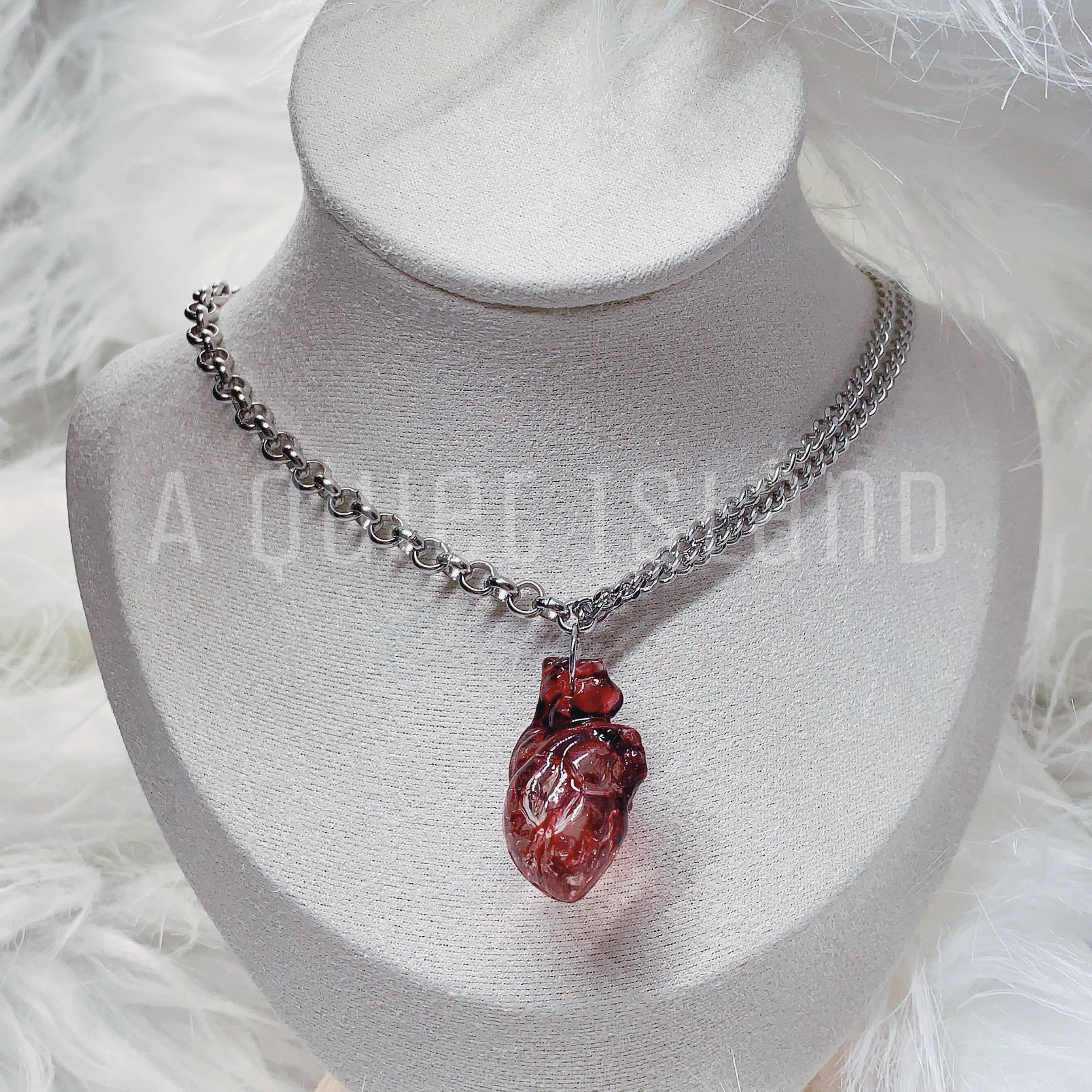 Anatomical Heart Necklace | Gothic Bleeding Heart Chain Necklace - Etsy