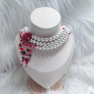 Bloody Pearl Necklace, Dripping Blood Pearl Choker, Triple Strand Pearl ...