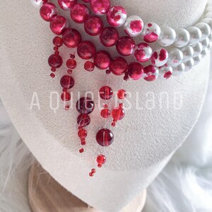 Bloody Pearl Necklace, Dripping Blood Pearl Choker, Triple Strand Pearl ...