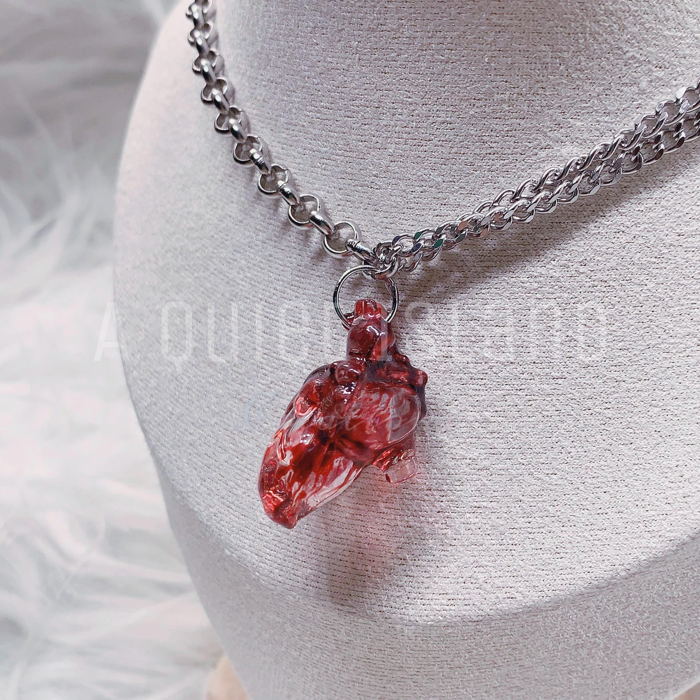 Anatomical Heart Necklace | Gothic Bleeding Heart Chain Necklace - Etsy