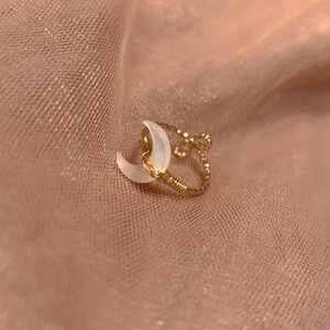 Moon Ring Gold, Mother of Pearl, Wire Wrapped Bohemian Celestial ...