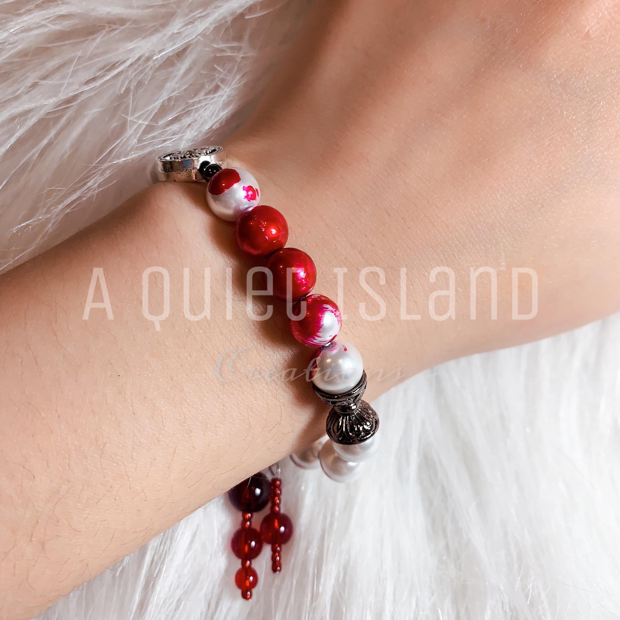 Bloody Pearl Beaded Bracelet | Gothic Vampire Dripping Blood Jewelry - Etsy