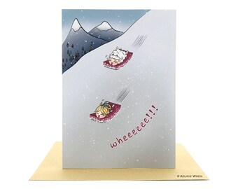 Sledding Birthday Card - Etsy