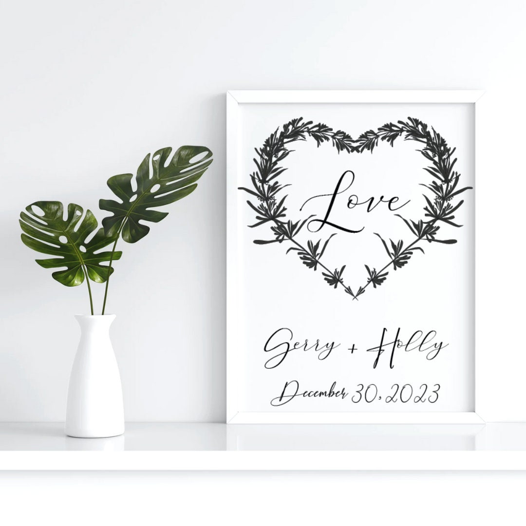 Love Heart Wreath Wall Art | Wedding Sign, Wedding Ceremony Sign ...