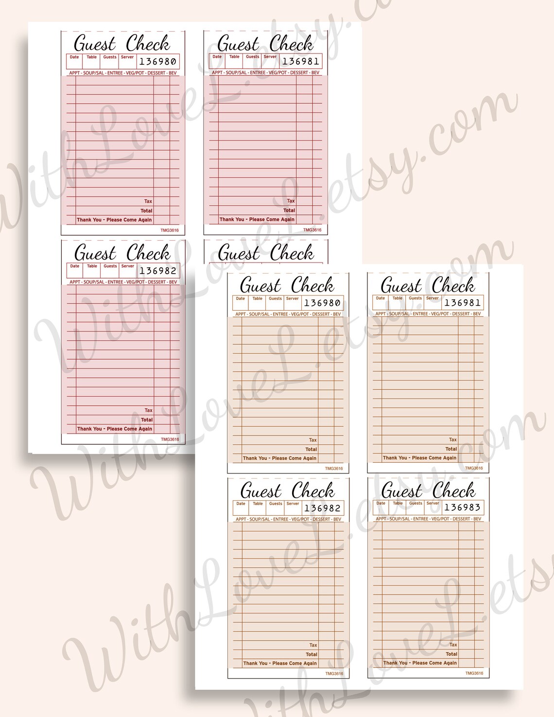 Muted Colors Rainbow Guest Checks Digital Kit, Junk Journal Printable ...