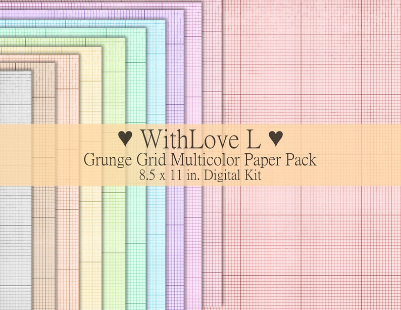 Grunge Grid Backgrounds | Printable Graph Paper Digital Junk Journal ...