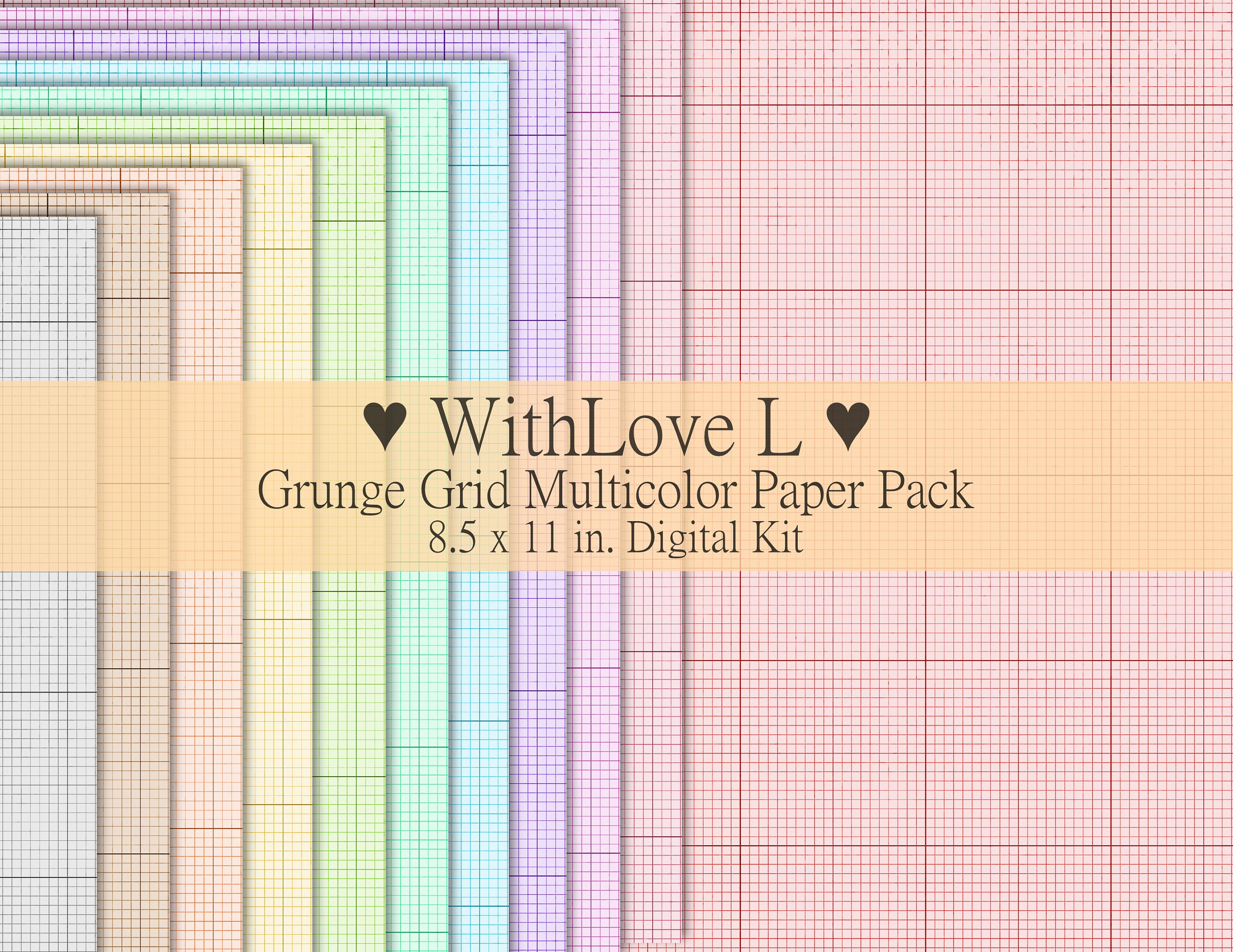 Grunge Grid Backgrounds Printable Graph Paper Digital Junk Journal Pack ...