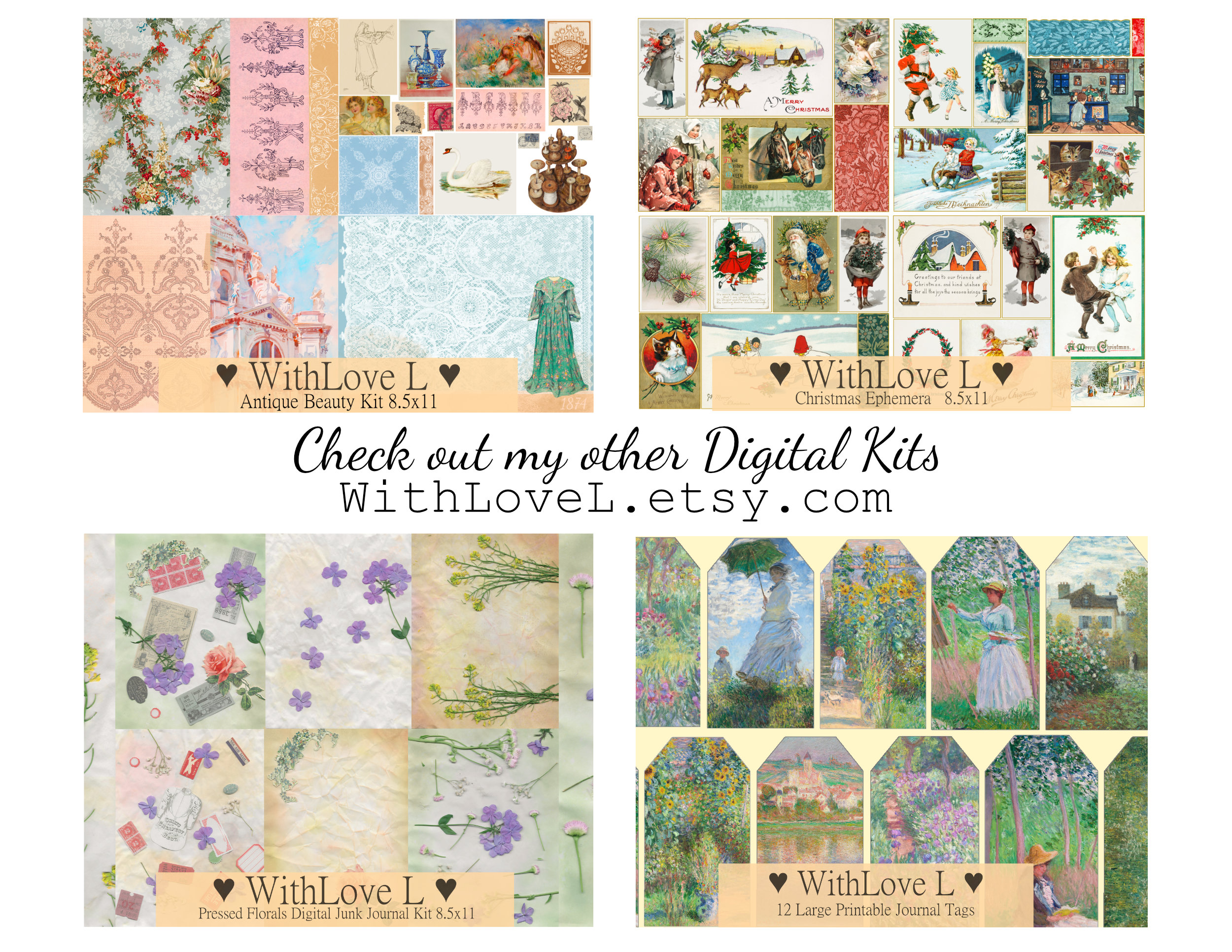 Handmade Paper Backgrounds Printable Kit, Junk Journal Digital Kit ...