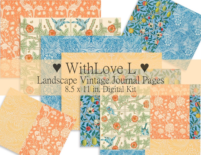 Printable Botanical Junk Journal Background Pages Vintage - Etsy
