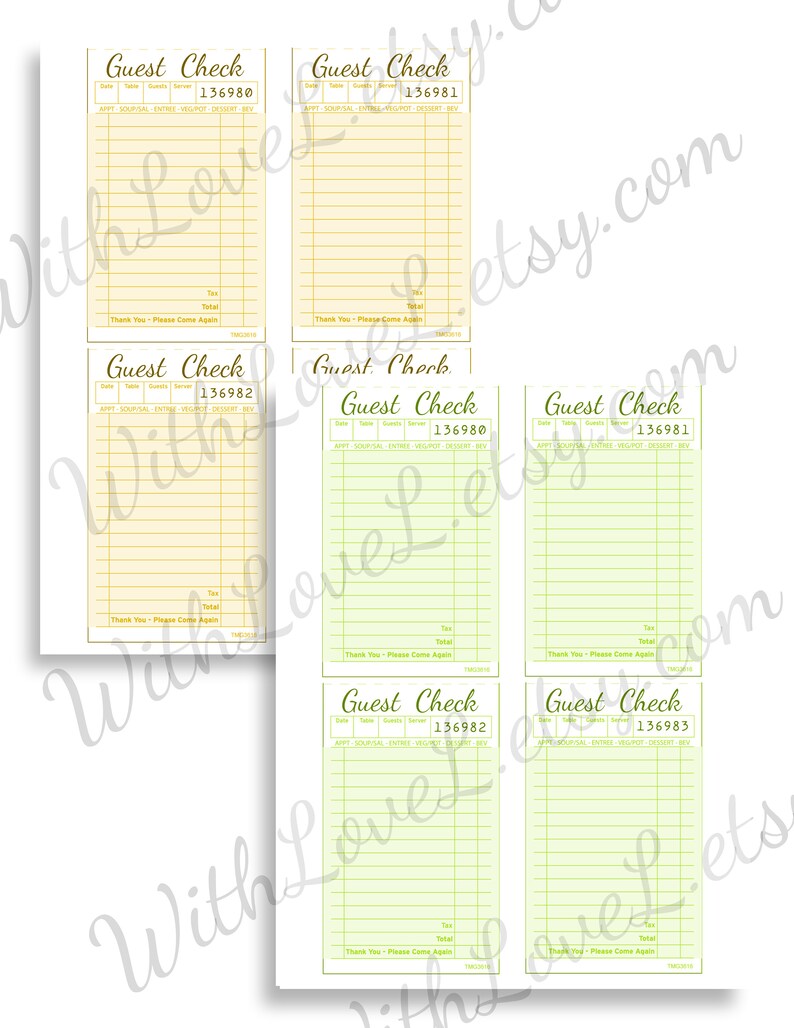Pastel Rainbow Guest Checks Digital Kit, Junk Journal Printable ...
