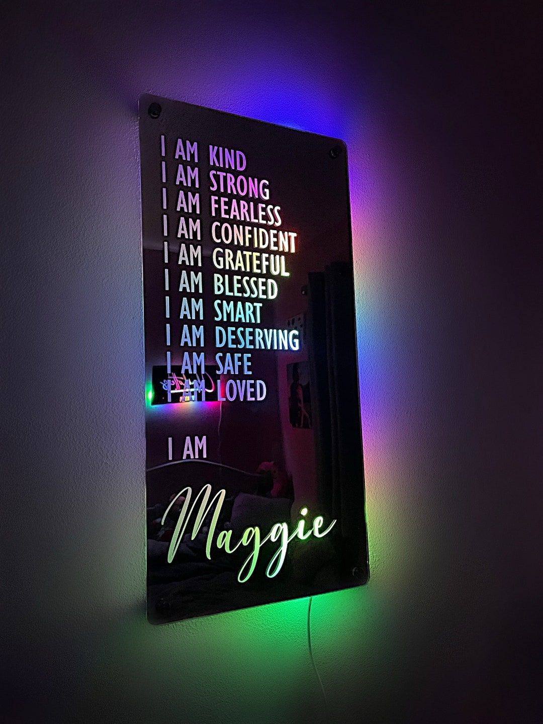 Custom Affirmations Name Mirror Gift for Kids I Am Mirror Sign ...