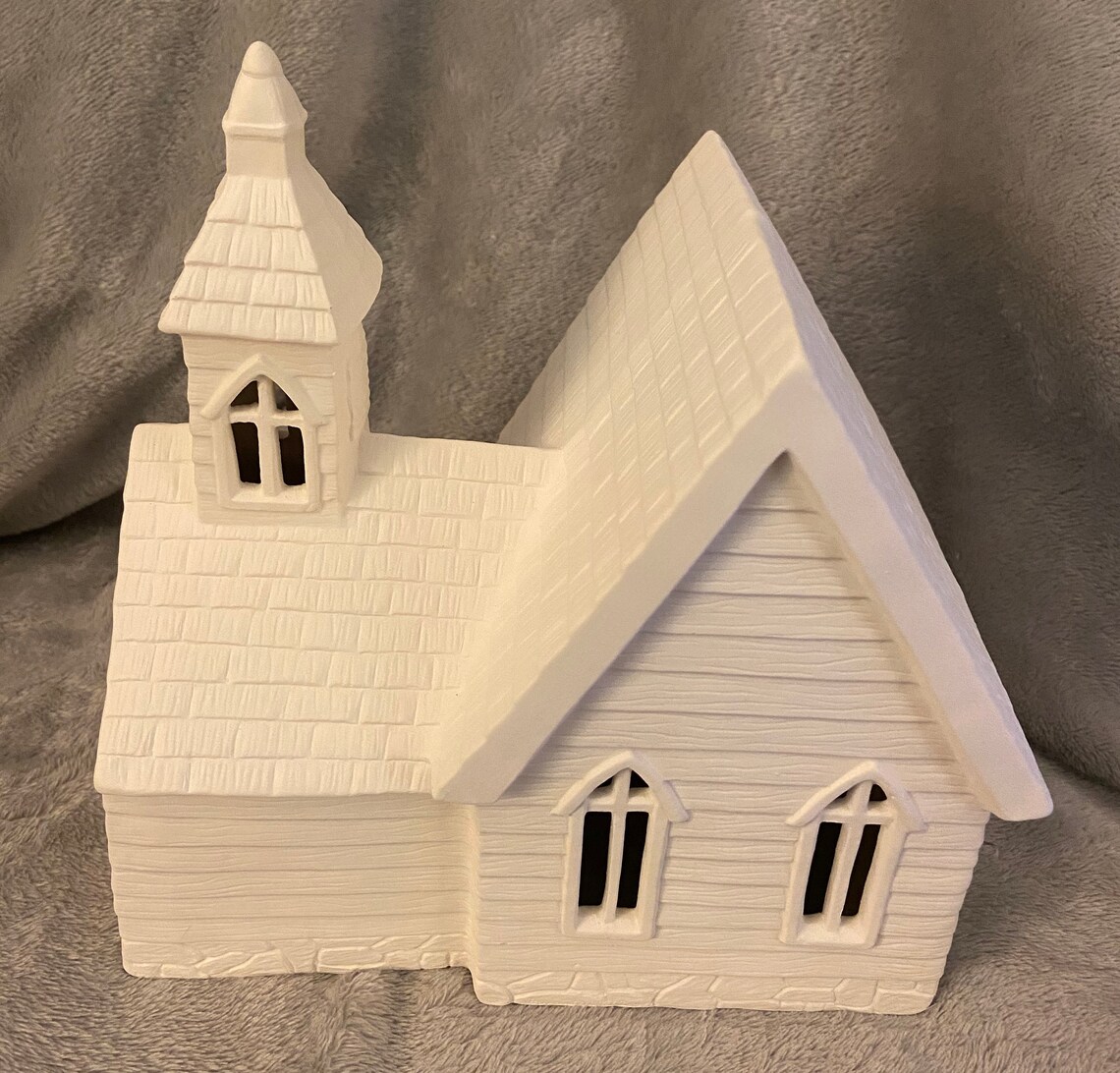 Ceramic Bisque Christmas Village Church Ready to Paint - Etsy Canada