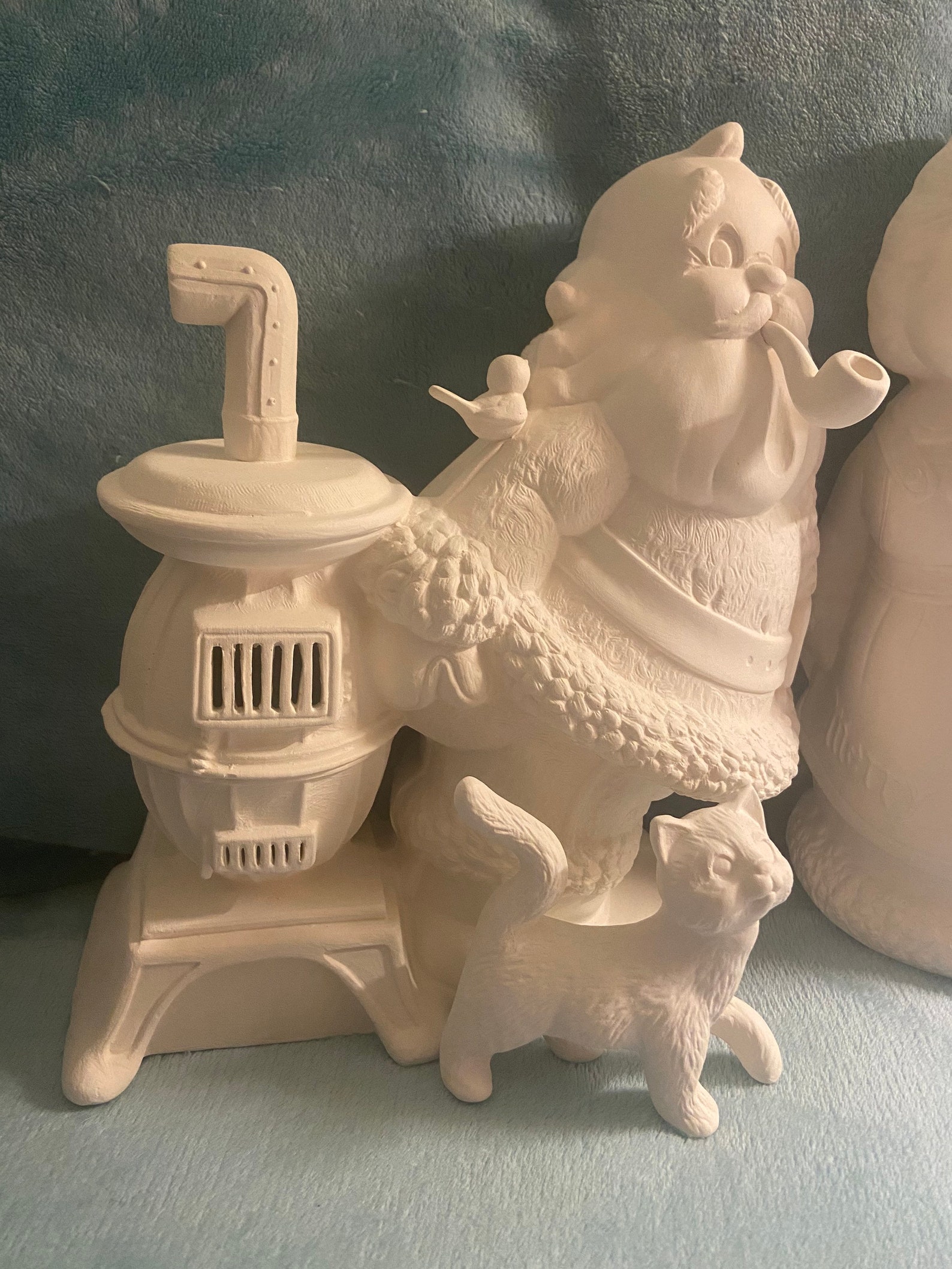 Ceramic bisque kimple Santa and Mrs. Clause with stove light - Etsy