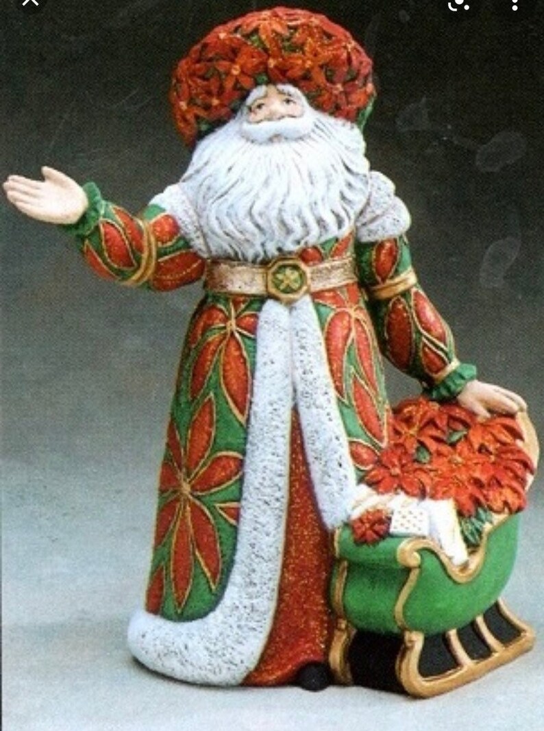 Gare Poinsettia Santa Ceramic Bisque Ready to Paint 3021 - Etsy