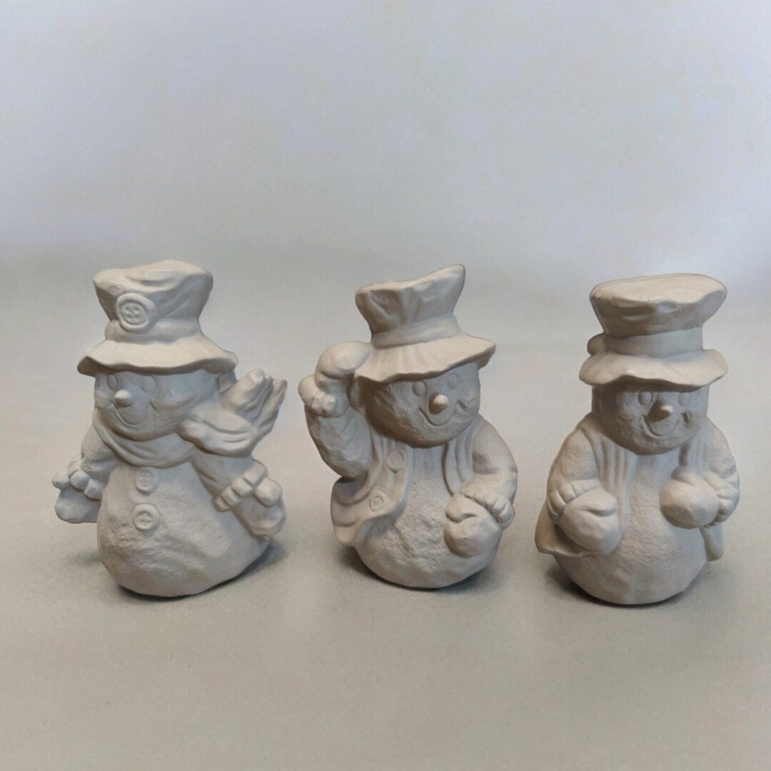 Ceramic Bisque Snowmen Set Ready to Paint - Etsy