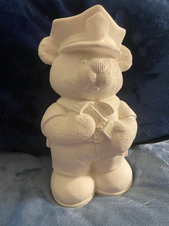 Ceramic Bisque Police Officer Bear Ready to Paint | Etsy