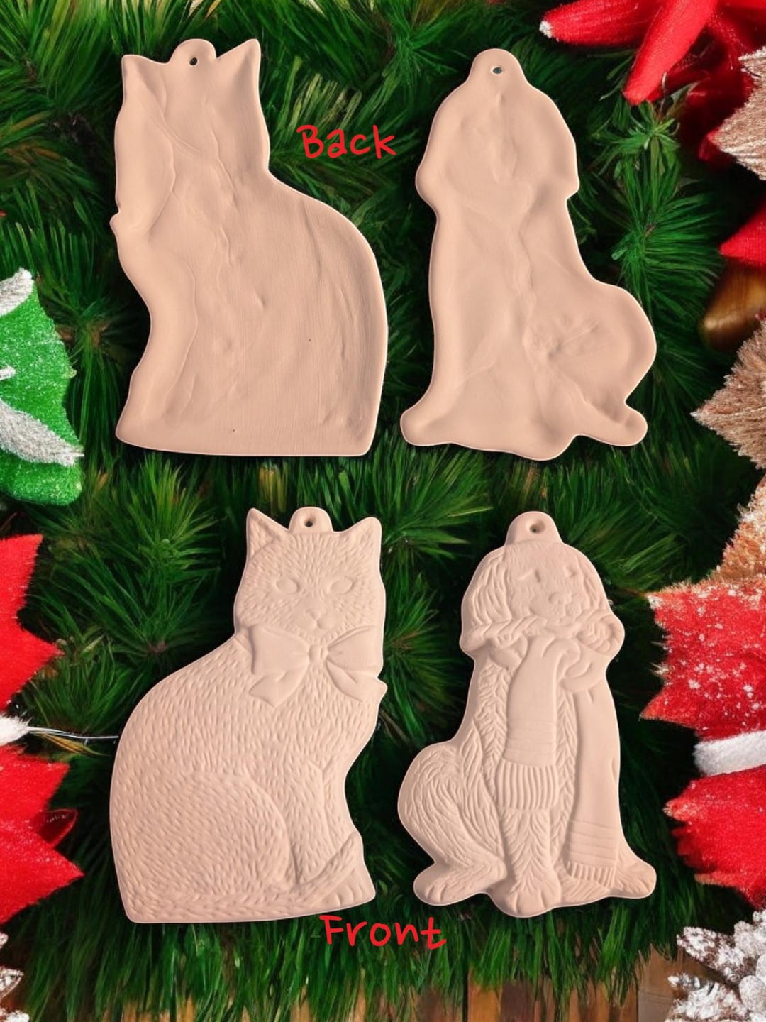 Ceramic Bisque Cat and Dog Ornaments Ready to Paint - Etsy