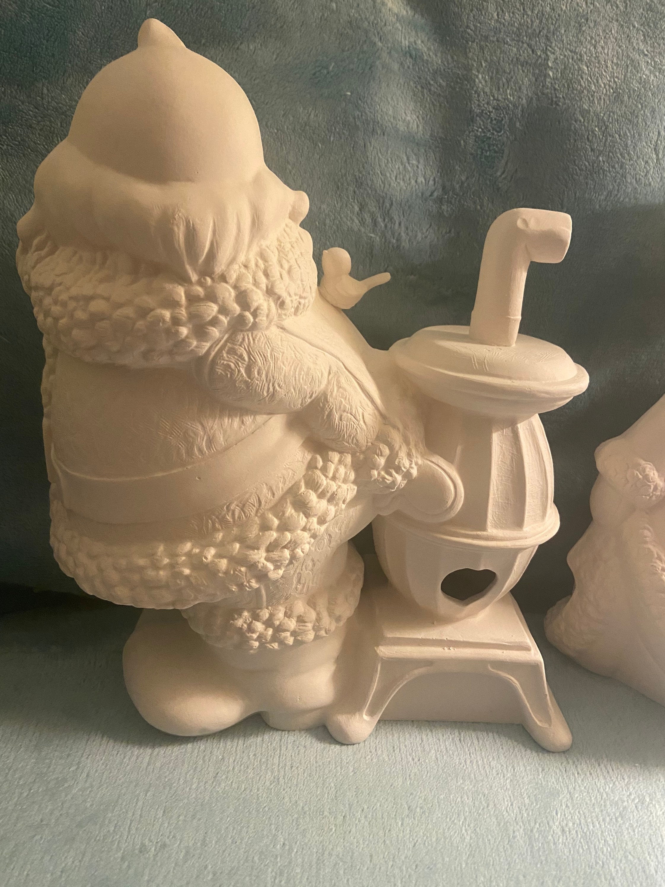 Ceramic bisque kimple Santa and Mrs. Clause with stove light | Etsy