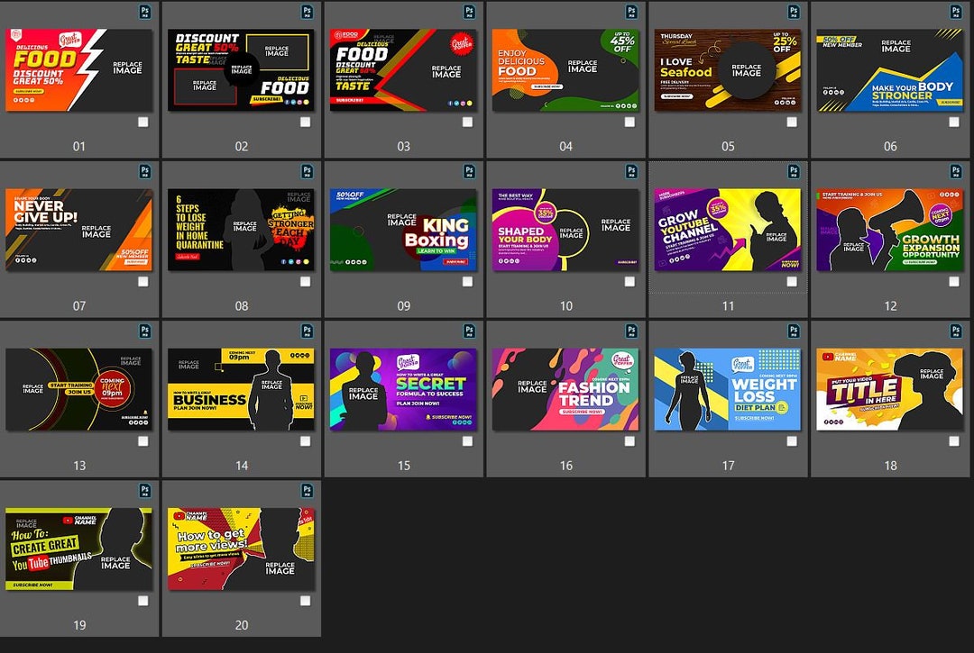 New 20 Youtube Thumbnail Psd Templates Creative & Professional Bundle ...
