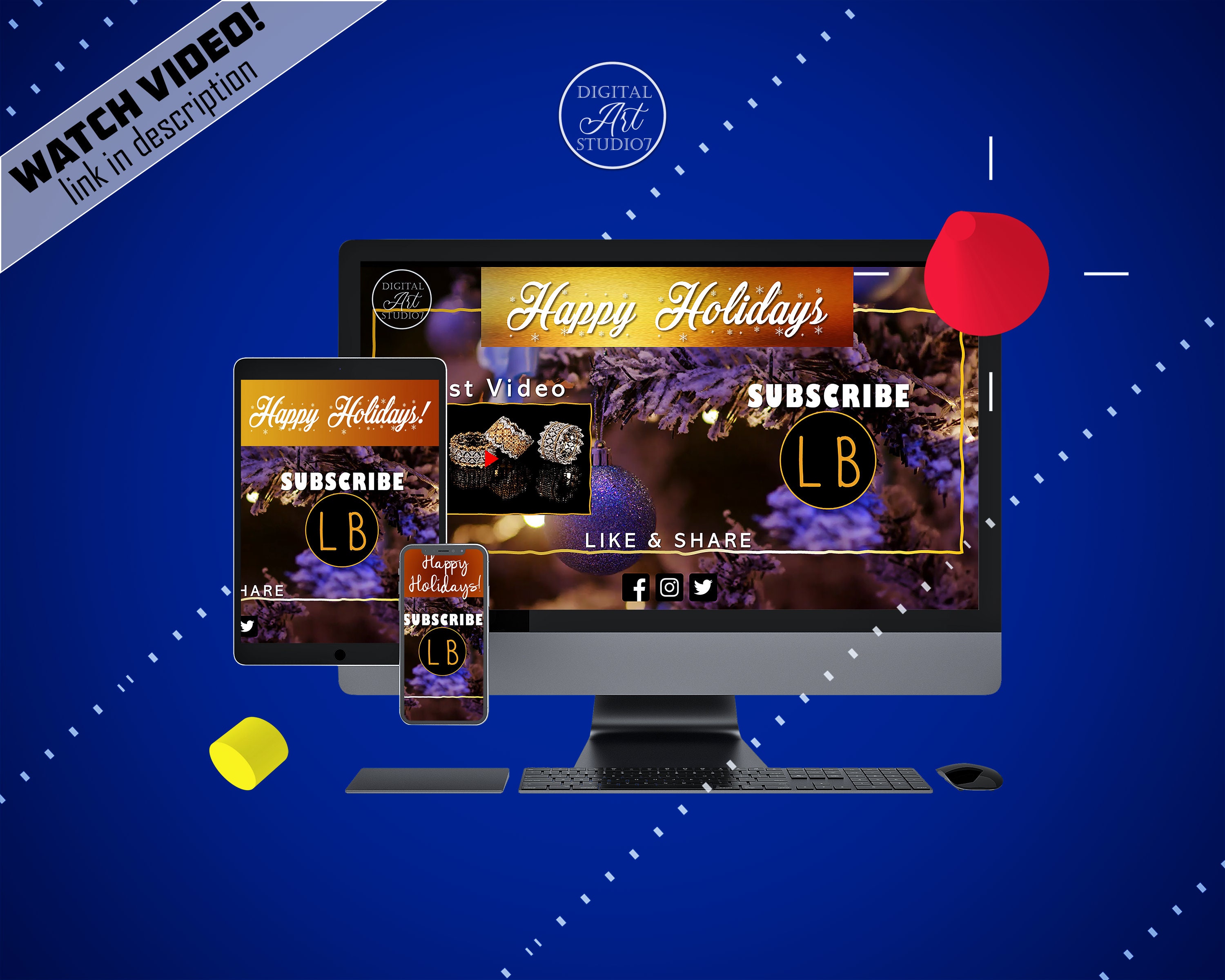 Youtube Christmas Outro video Youtube video fin de pantalla. - Etsy España