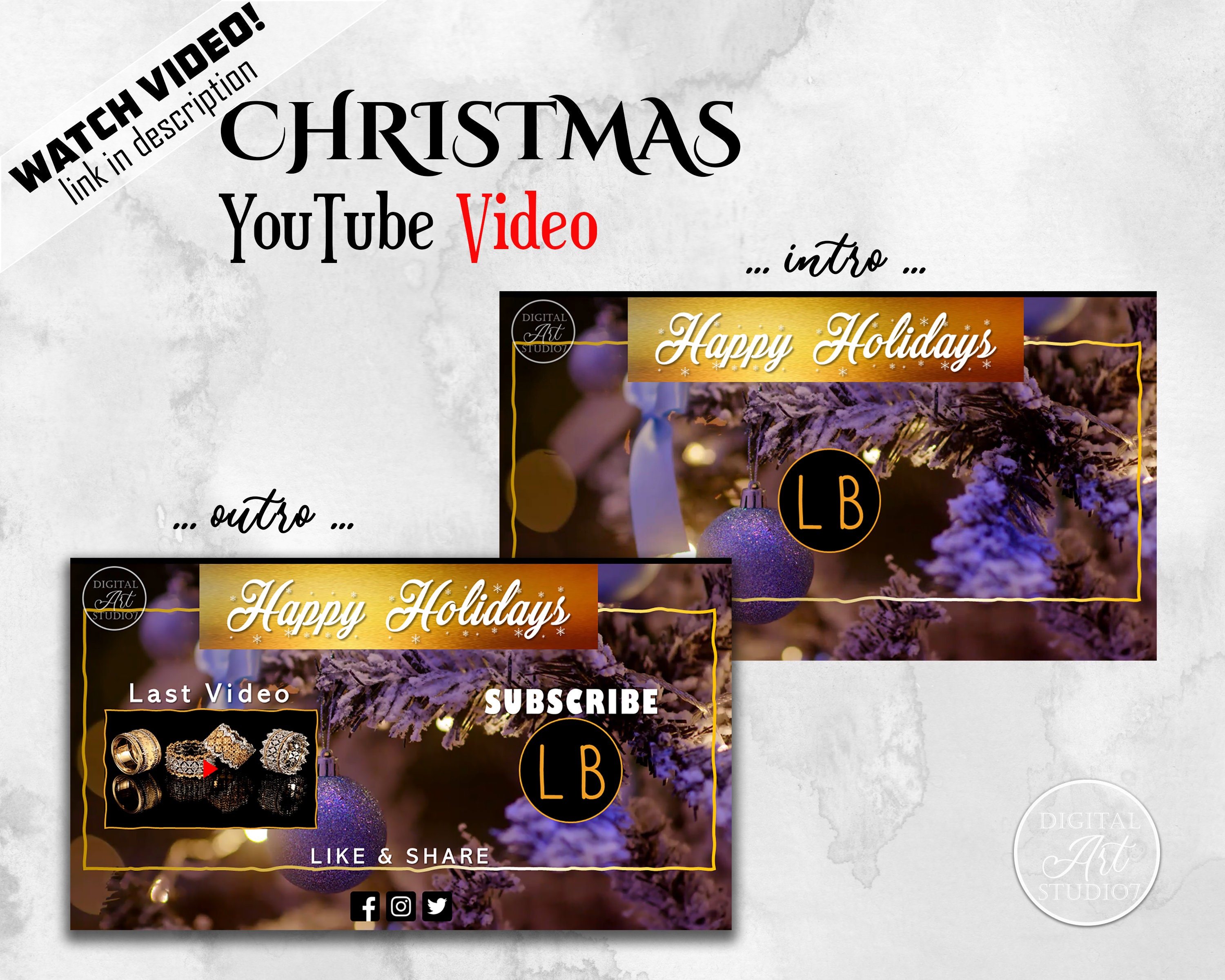 Youtube Christmas Outro video Youtube video fin de pantalla. - Etsy España