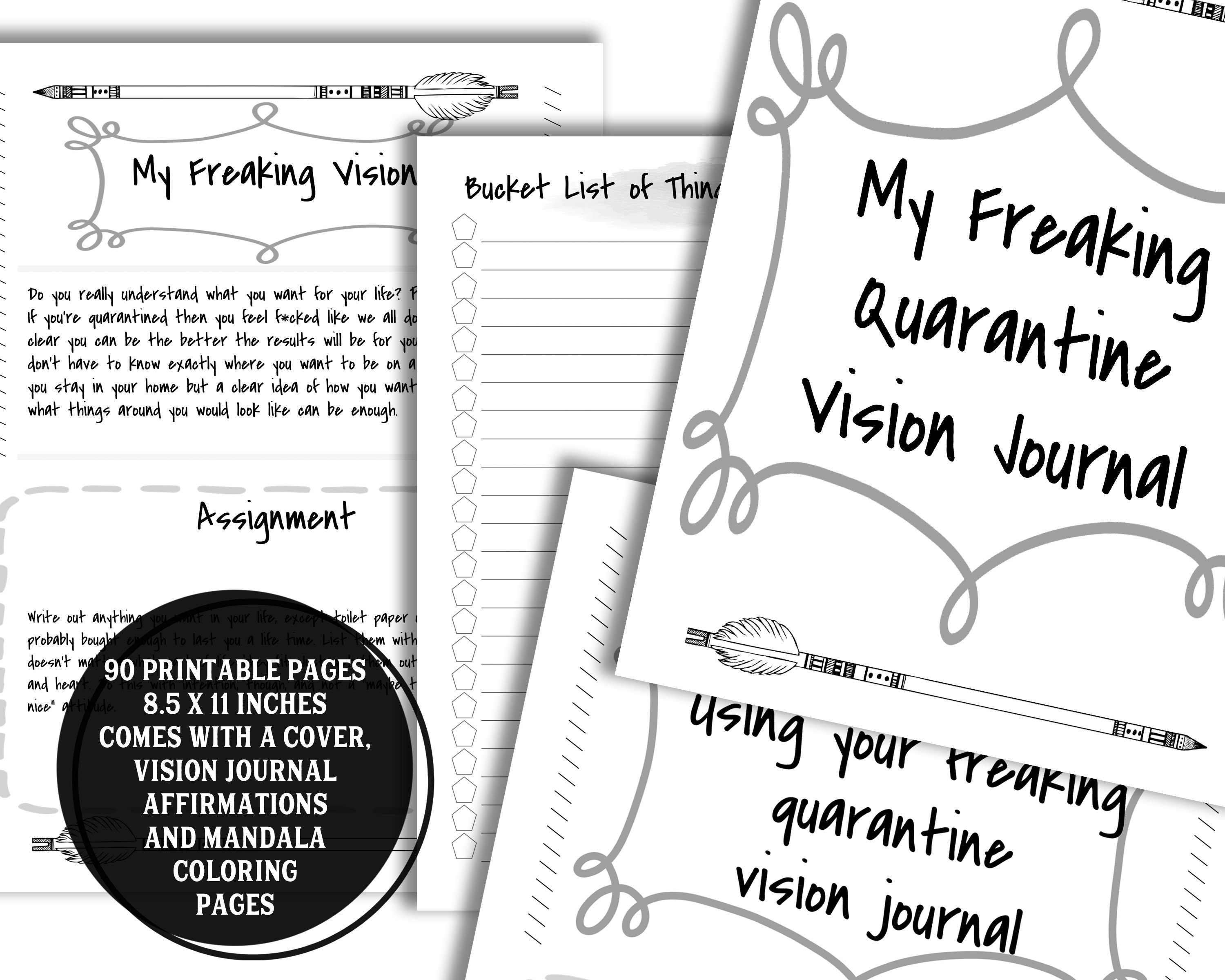 My Freaking Quarantine Vision Journal Mandala Coloring Book - Etsy