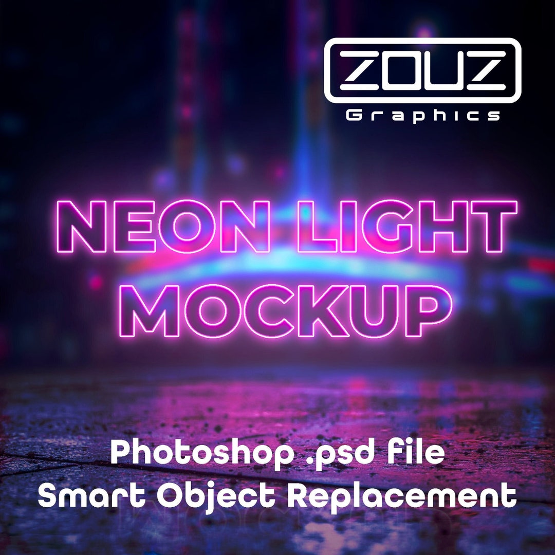 PREMIUM NEON Mockup, Cyber Mockup, Professional Photoshop Template ...
