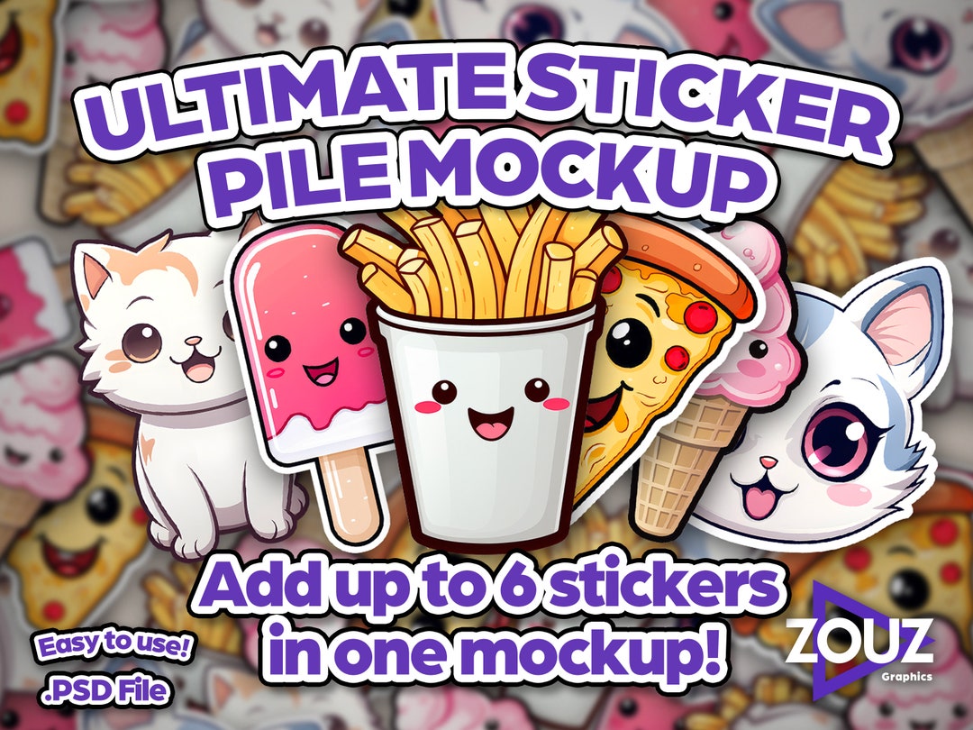 MULTIPLE STICKER Mockup, Sticker Pile Mockup, Professional Photoshop ...