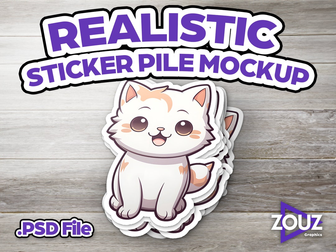 REALISTIC STICKER PILE Mockup, Sticker Pile Mockup, Realistic Photoshop ...