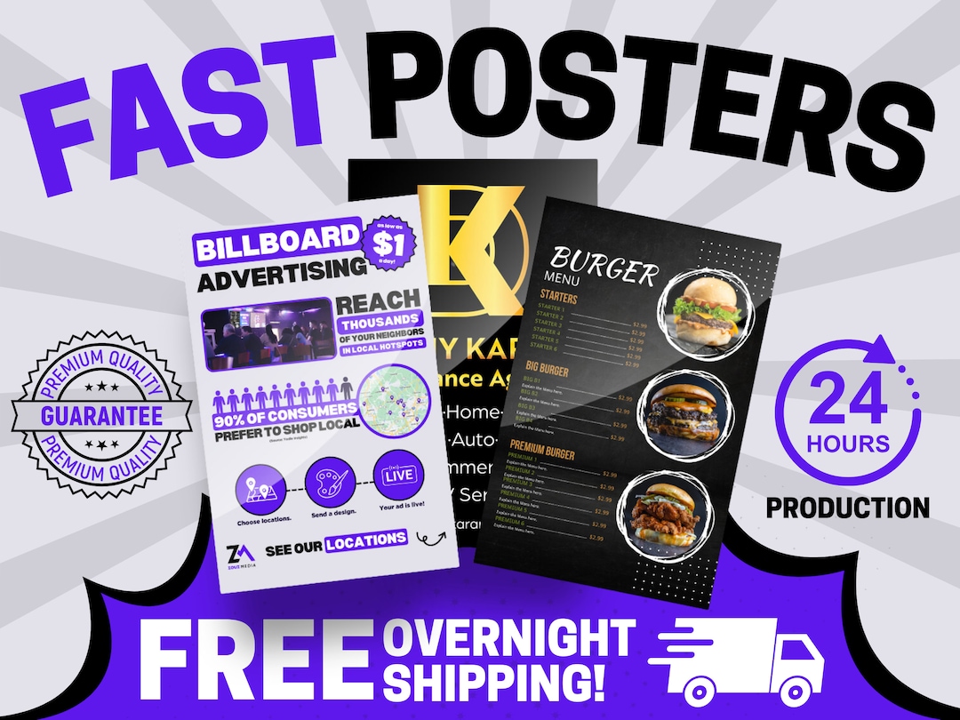 QUICK POSTERS at Your Door in 2 Days Custom 16pt Glossy Posters Free ...