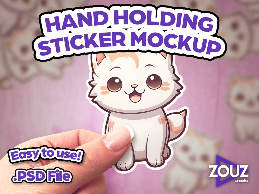 Hand Holding Sticker Mockup, Scattered Sticker Mockup, Professional ...