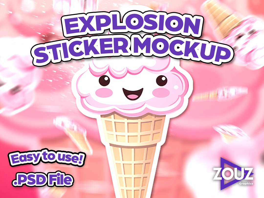 PREMIUM STICKER Mockup, Sticker Blast Mockup, Professional Photoshop ...