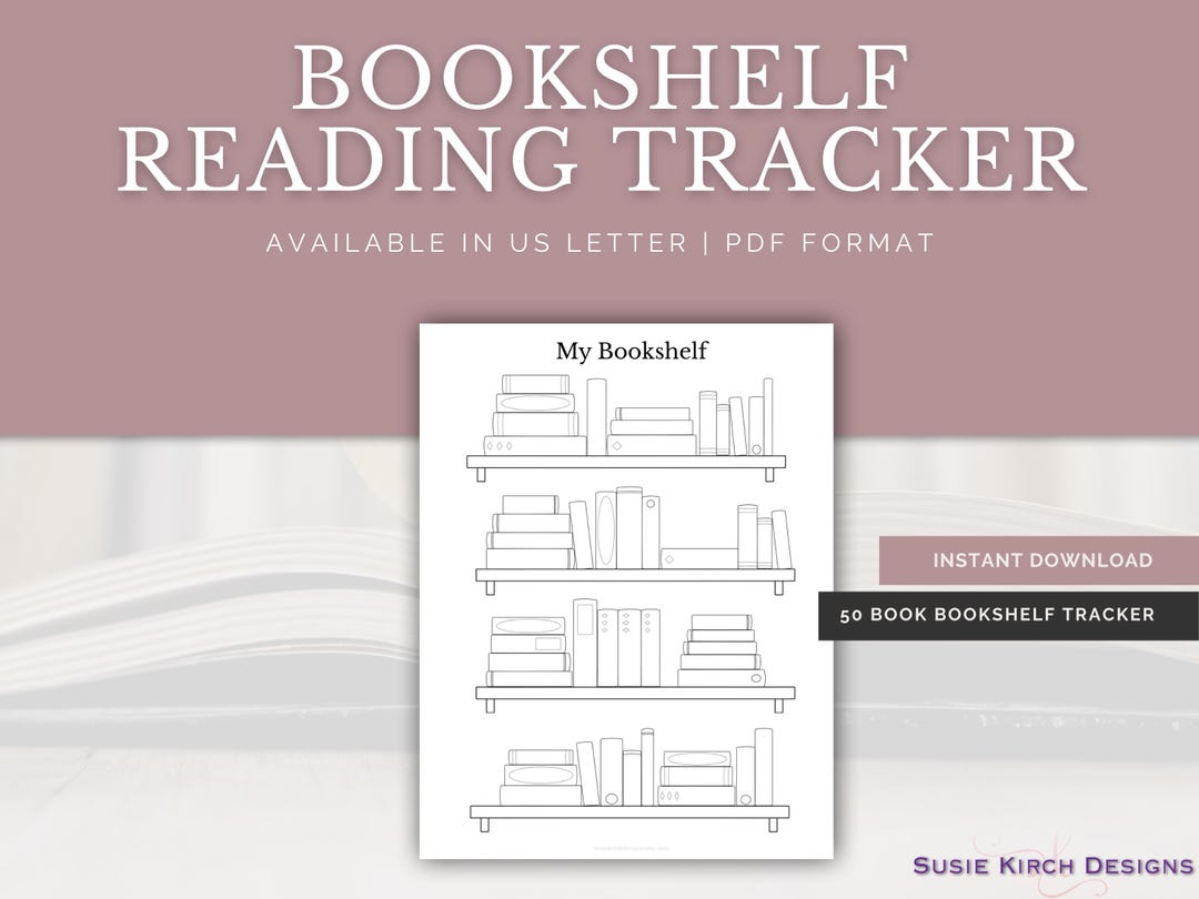 Bookshelf Reading Tracker Printable | 50 Book Log | Cozy Reading ...