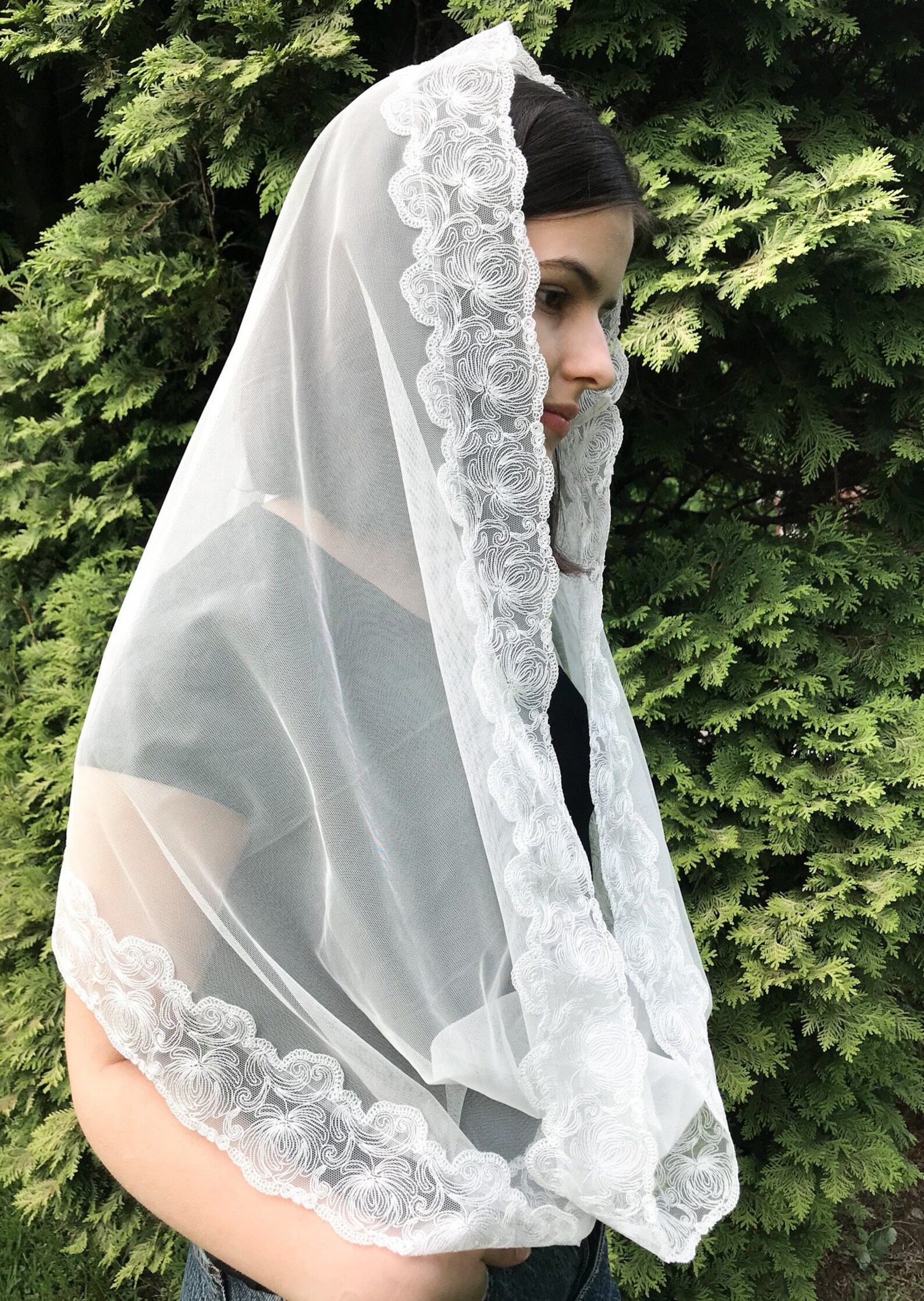 Ivory Infinity Chapel Veil, Classic Catholic Mantilla, Head Covering ...
