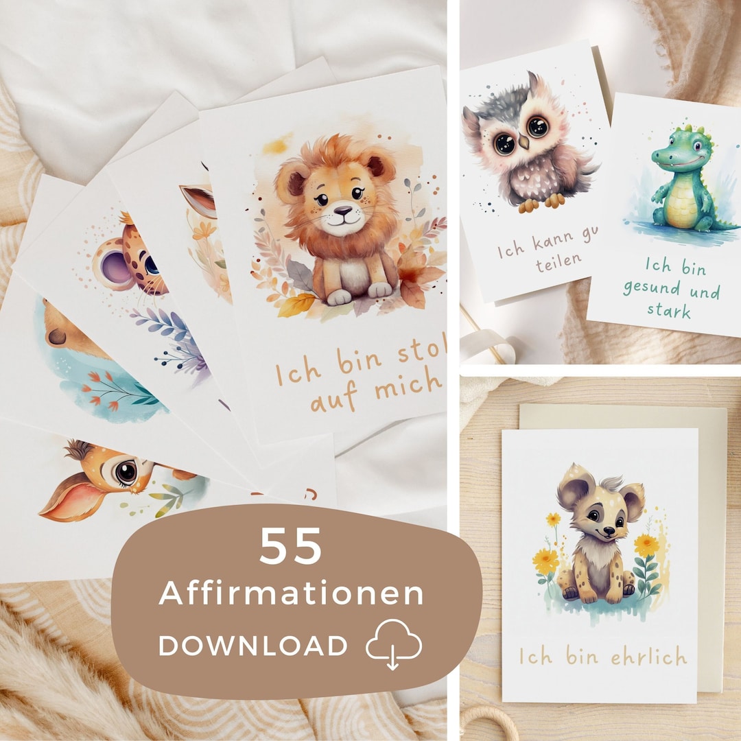 55 Affirmationskarten Für Kinder PDF - Mutmachkarten Zum Ausdrucken - Affirmationen Kinder ...