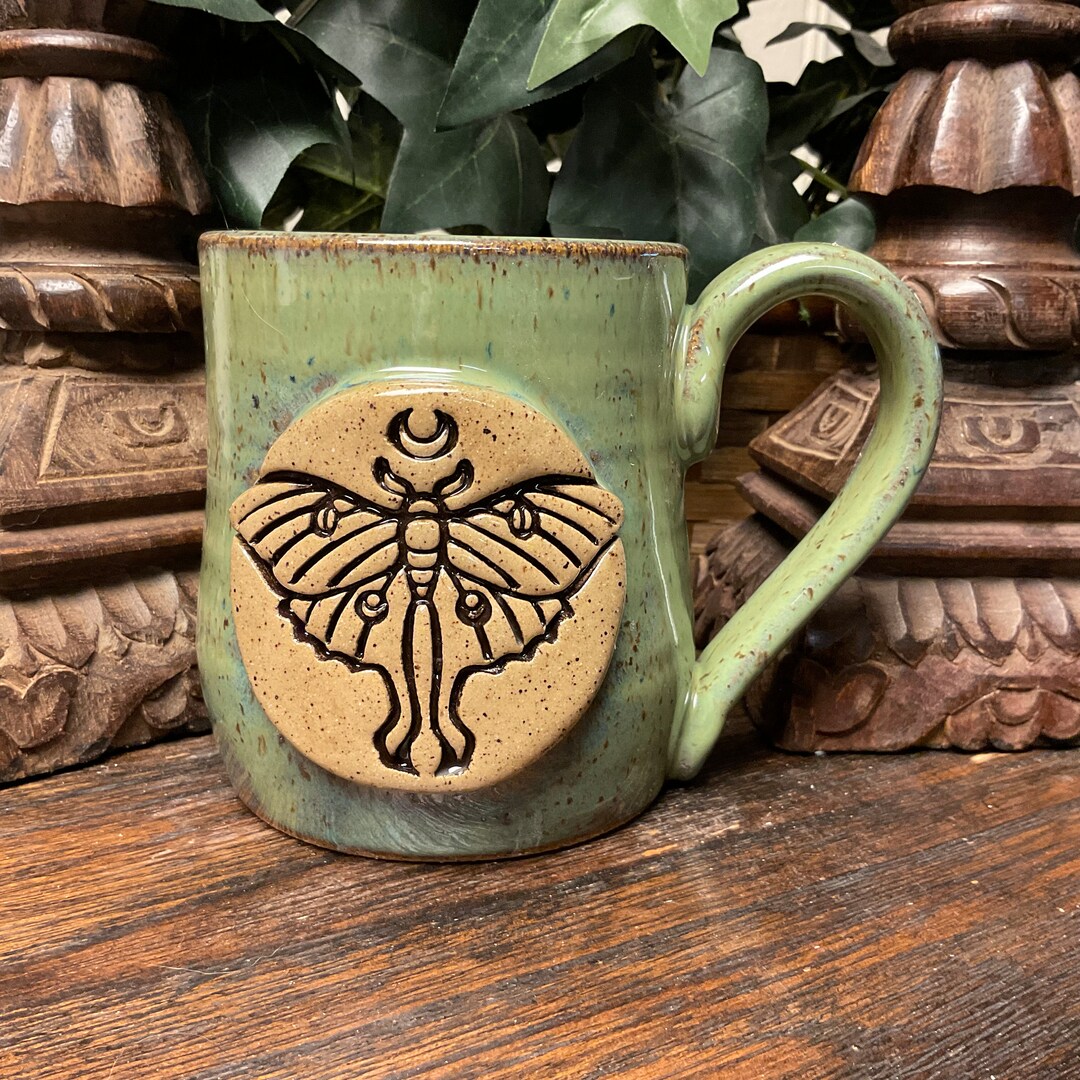 Holds 14 Oz. Handmade Pottery Luna Moth Coffee Mug, Coffee Cup, Tea Cup ...