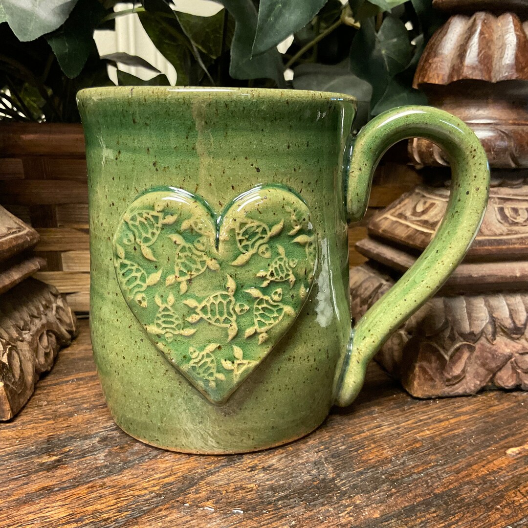 Holds 14 Oz. Handmade Sea Turtle Pottery Coffee Mug, Coffee Cup, Tea ...