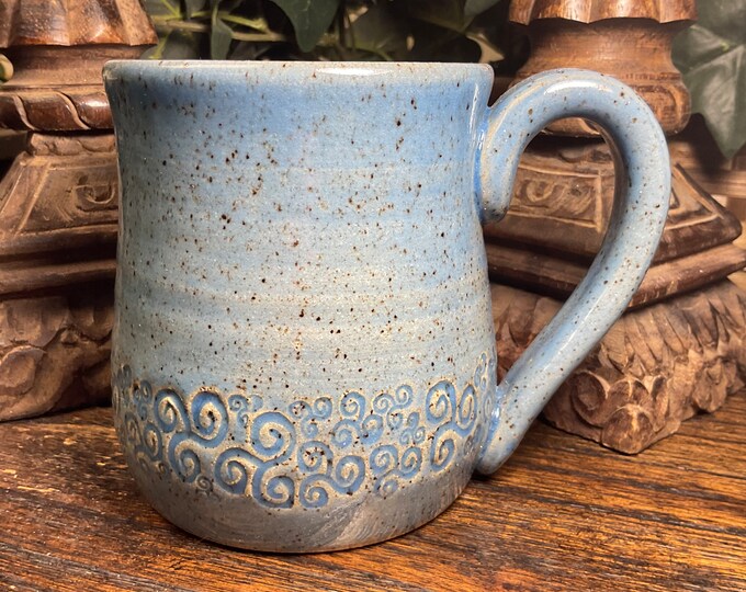 Holds 14 Oz. Handmade Swirl Textured Pottery Coffee Mug, Coffee Cup ...