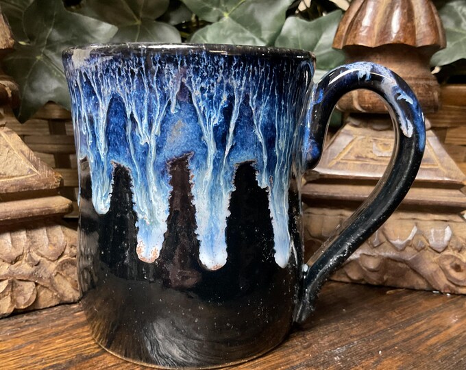 Holds 14 Oz. Handmade Lightning Dripping Glaze. Galaxy Northern Lights ...