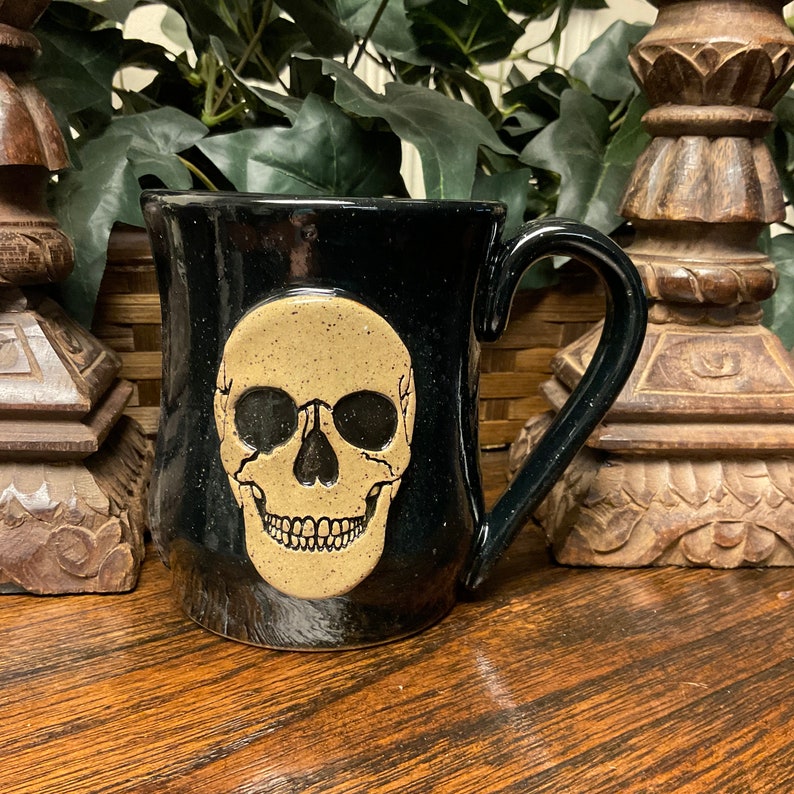 Holds 14 Oz. Handmade Skull Textured Stoneware Pottery Mug - Etsy