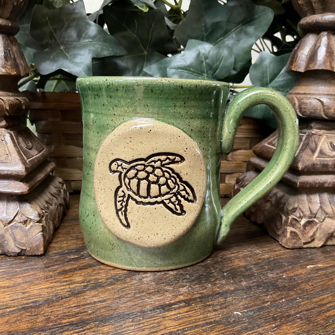 Holds 14 Oz. Handmade Sea Turtle Pottery Coffee Mug, Coffee Cup, Tea ...