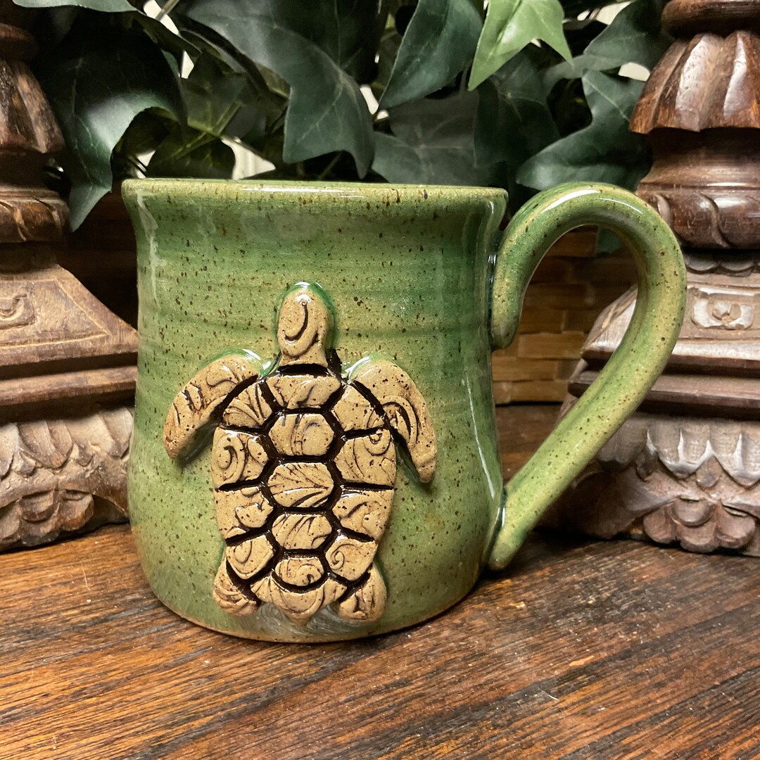 Holds 14 Oz. Handmade Turtle Pottery Coffee Mug, Coffee Cup, Tea Cup ...