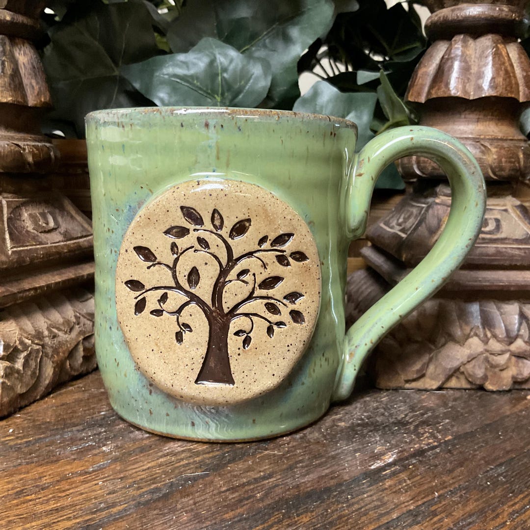 Holds 14 Oz. Handmade Rustic Tree of Life Pottery Art Coffee Mug, Cup ...