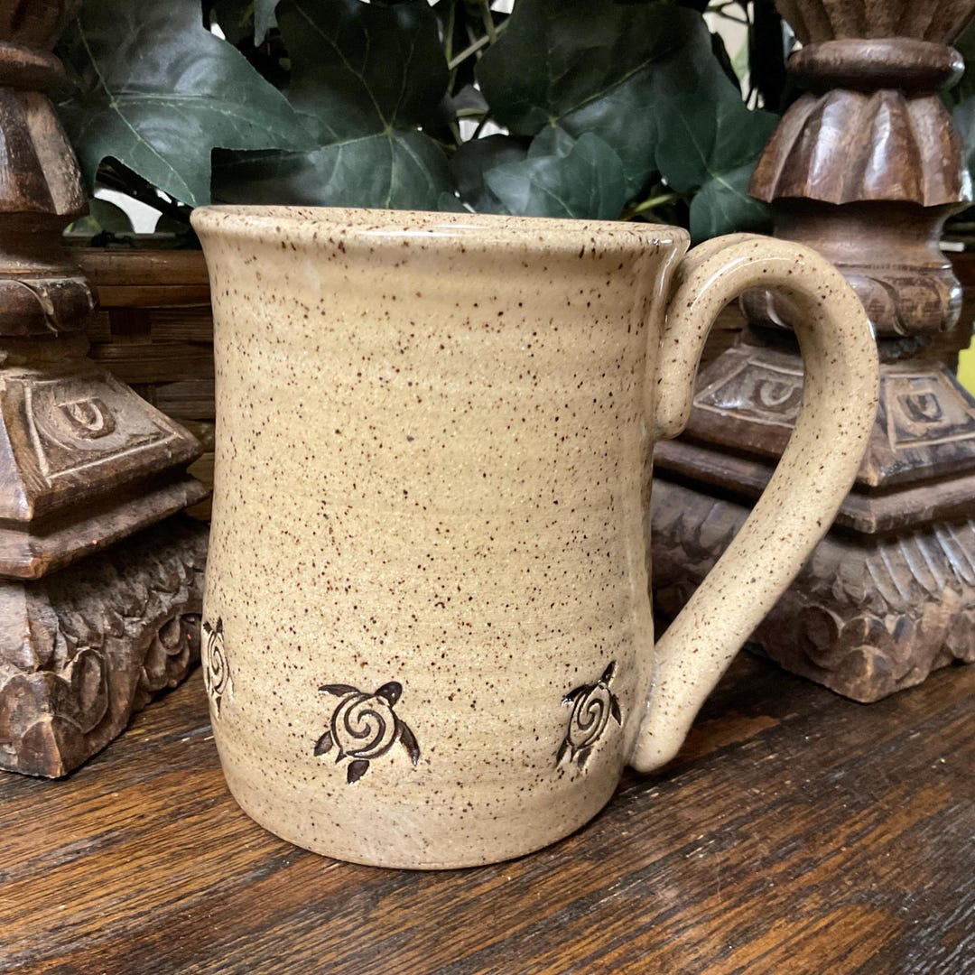 Holds 14 Oz. Handmade Sea Turtle Sand Ocean Pottery Coffee Mug, Cup ...